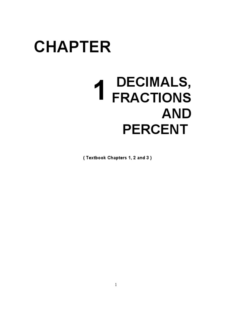Chapter 1 Decimals, Percents and Fractions | PDF | Fraction ...