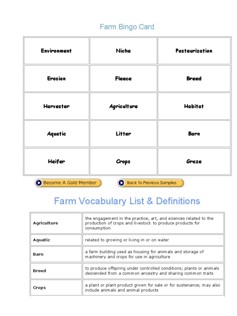 Farm Bingo Card | PDF
