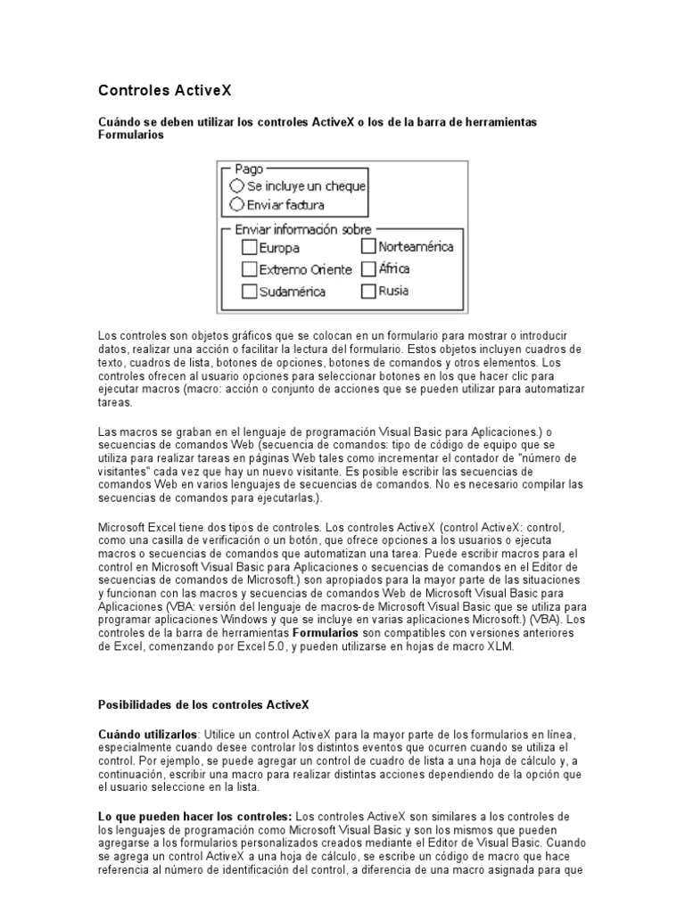 Controles ActiveX | PDF | Macro (informática) | Microsoft Excel
