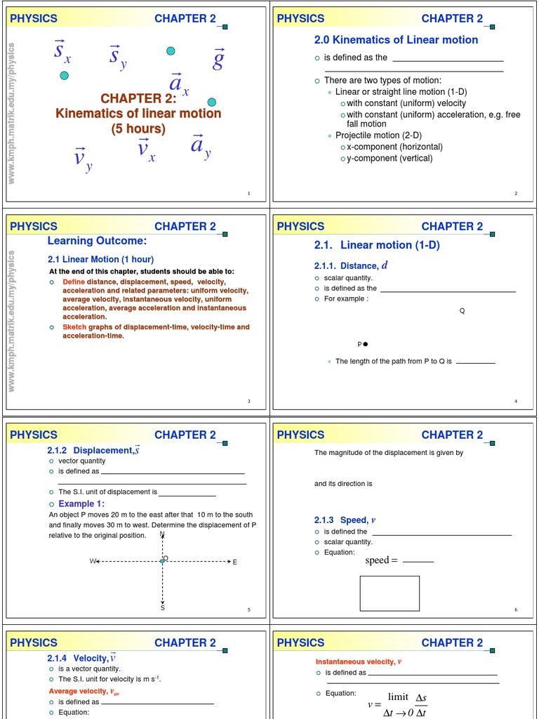Note Chapter2 Student | PDF | Acceleration | Velocity