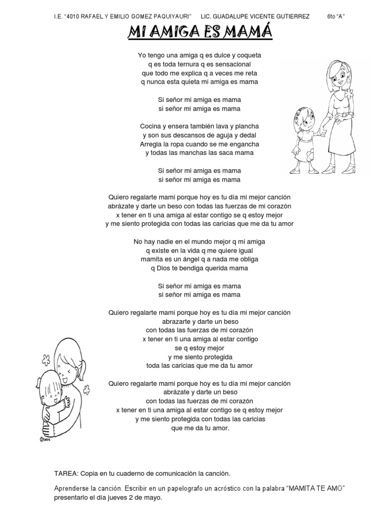 Mi amiga es mamá: Canción y homenaje | PDF | Amor | Naturaleza