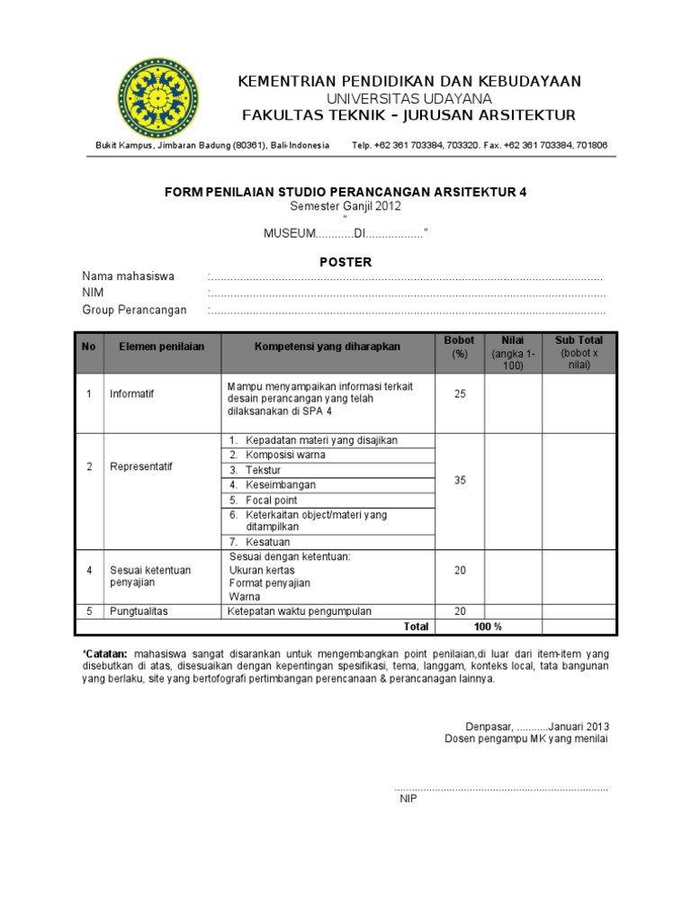 7 Form Penilaian Poster | PDF