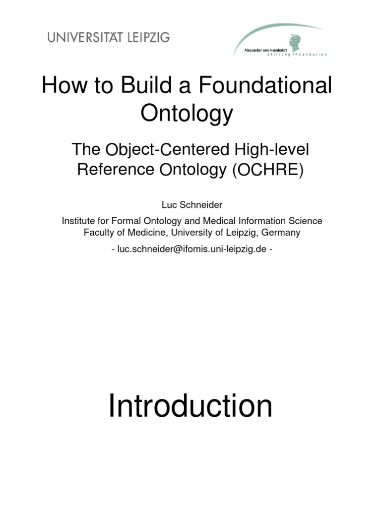 How To Build A Foundational Ontology: The Object-Centered High-Level ...