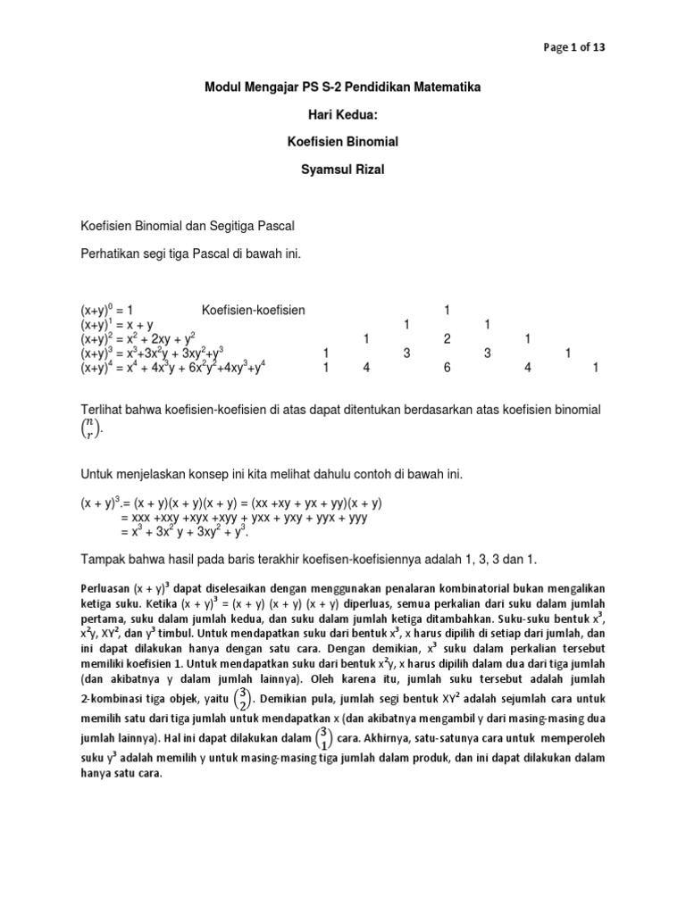 Koefisien Binomial | PDF