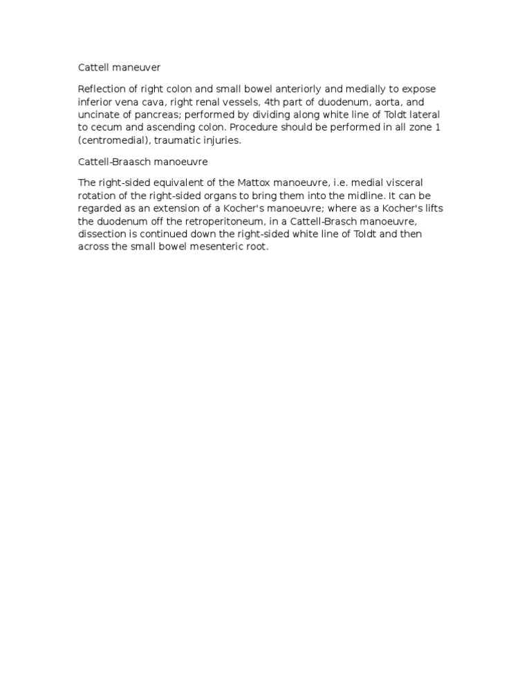 The Cattell Maneuver: A Surgical Procedure for Exposing Retroperitoneal ...