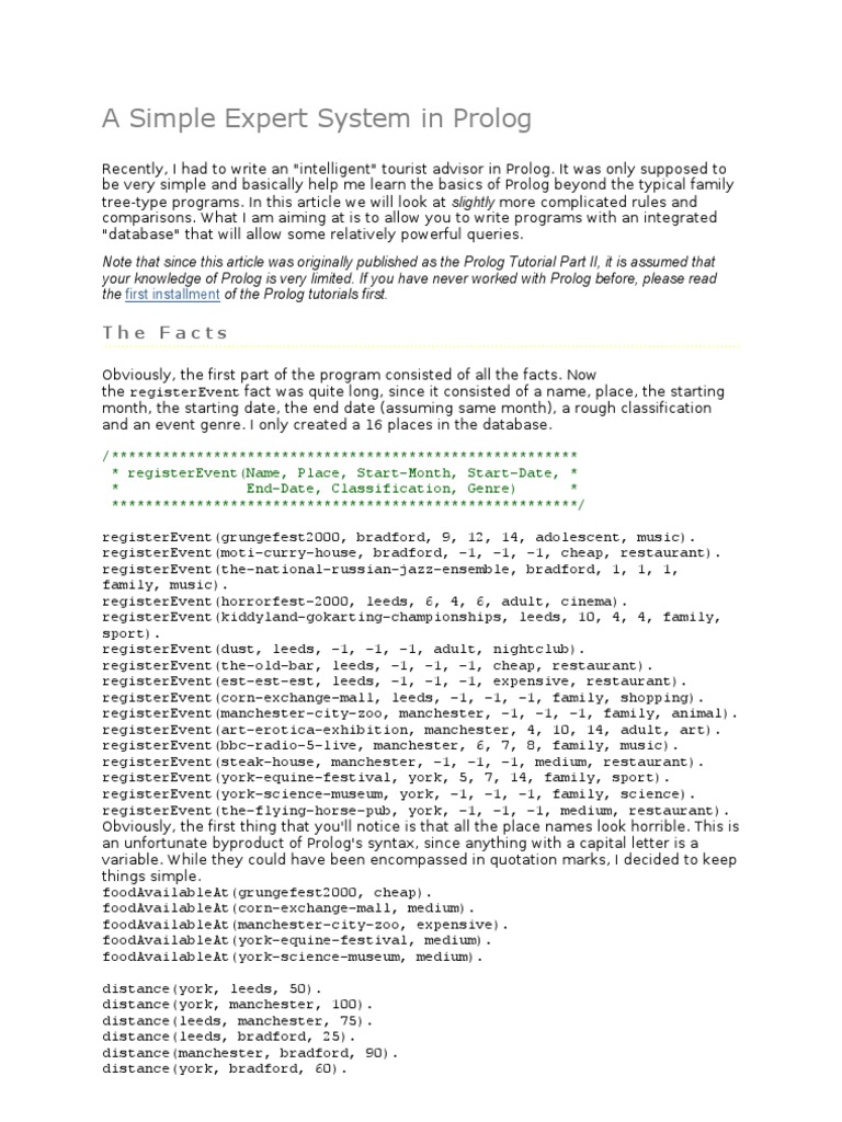 A Simple Expert System In Prolog Pdf Software Engineering Areas 1664