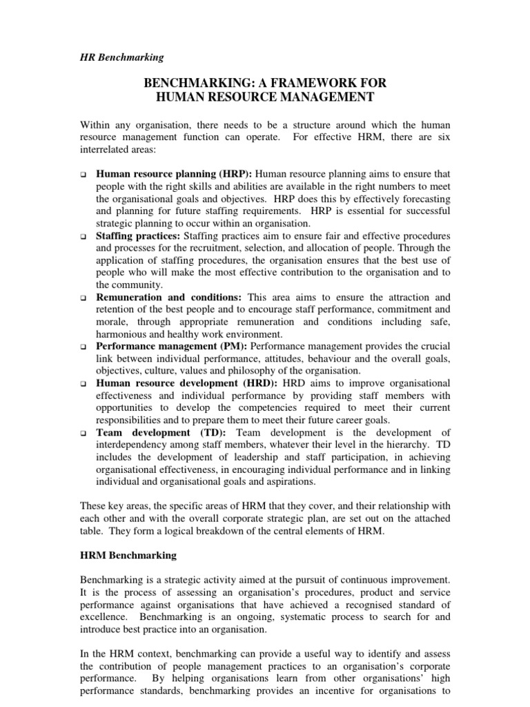 HR Benchmarking for Effective Management | PDF