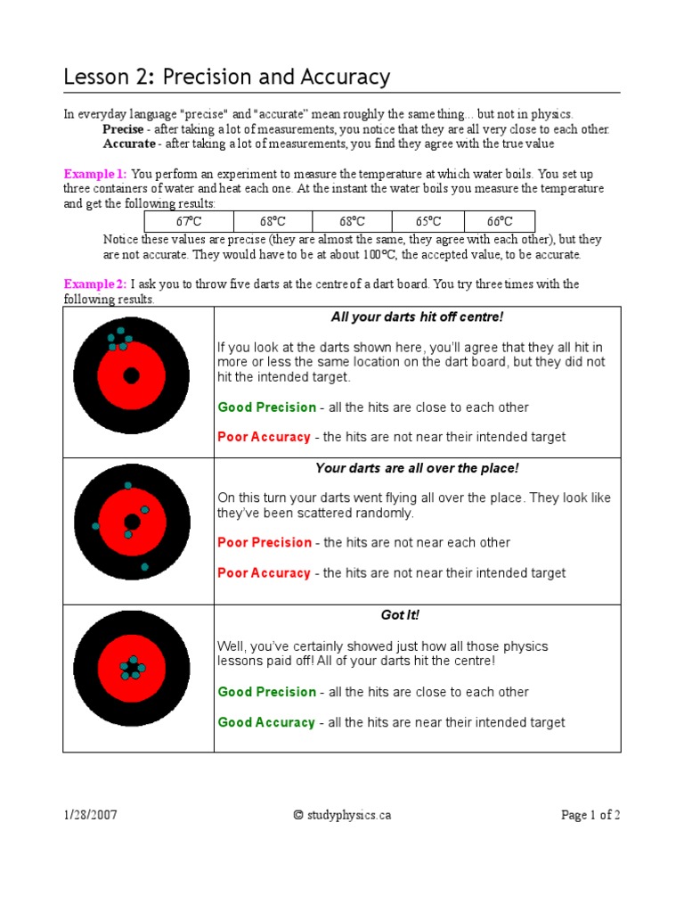 Lesson 2: Precision and Accuracy | PDF | Accuracy And Precision ...