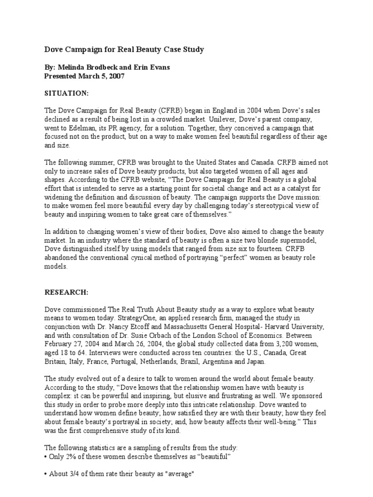 Dove Campaign For Real Beauty Case Study | PDF | Physical ...