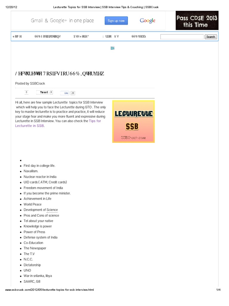 Lecturette Topics For SSB Interview - SSB Interview Tips & Coaching ...