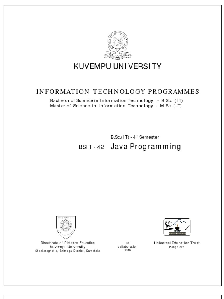 BSIT 4th Sem Kuvempu University | PDF | Java (Programming Language) | Class (Computer Programming)