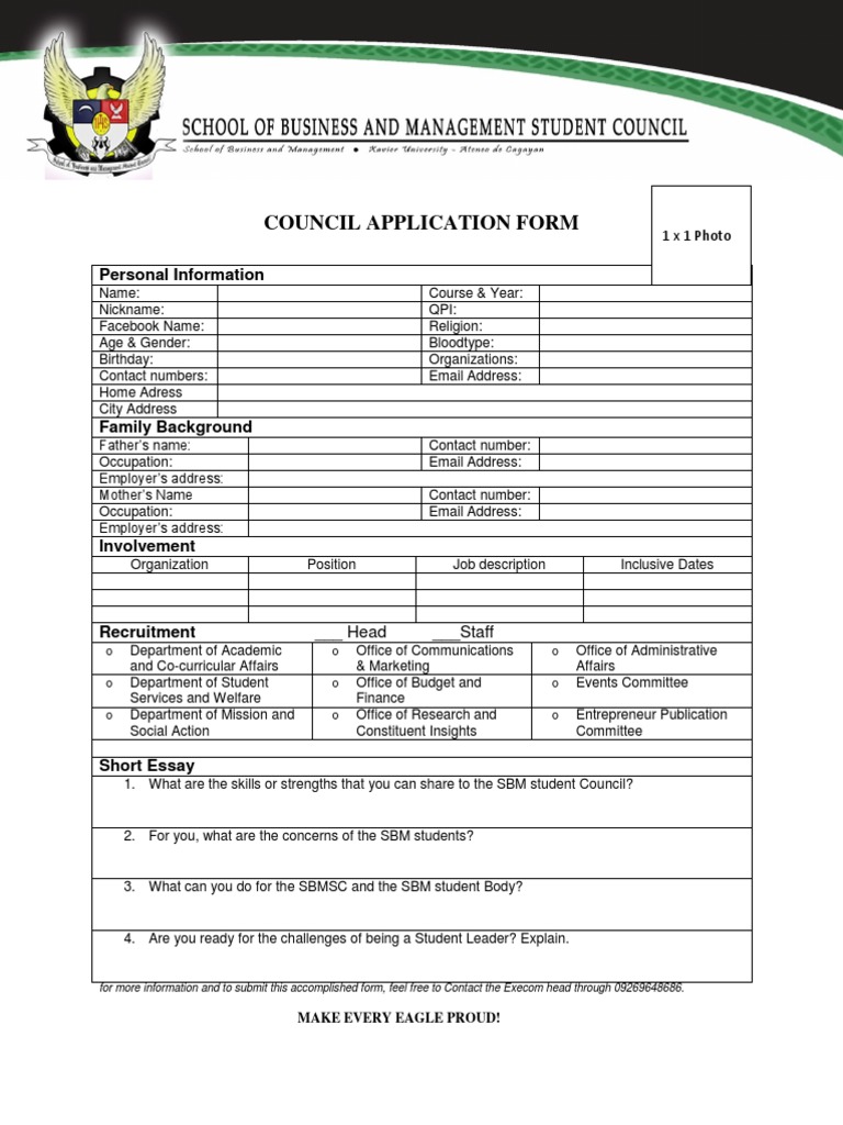 SBM Council Application Form | PDF