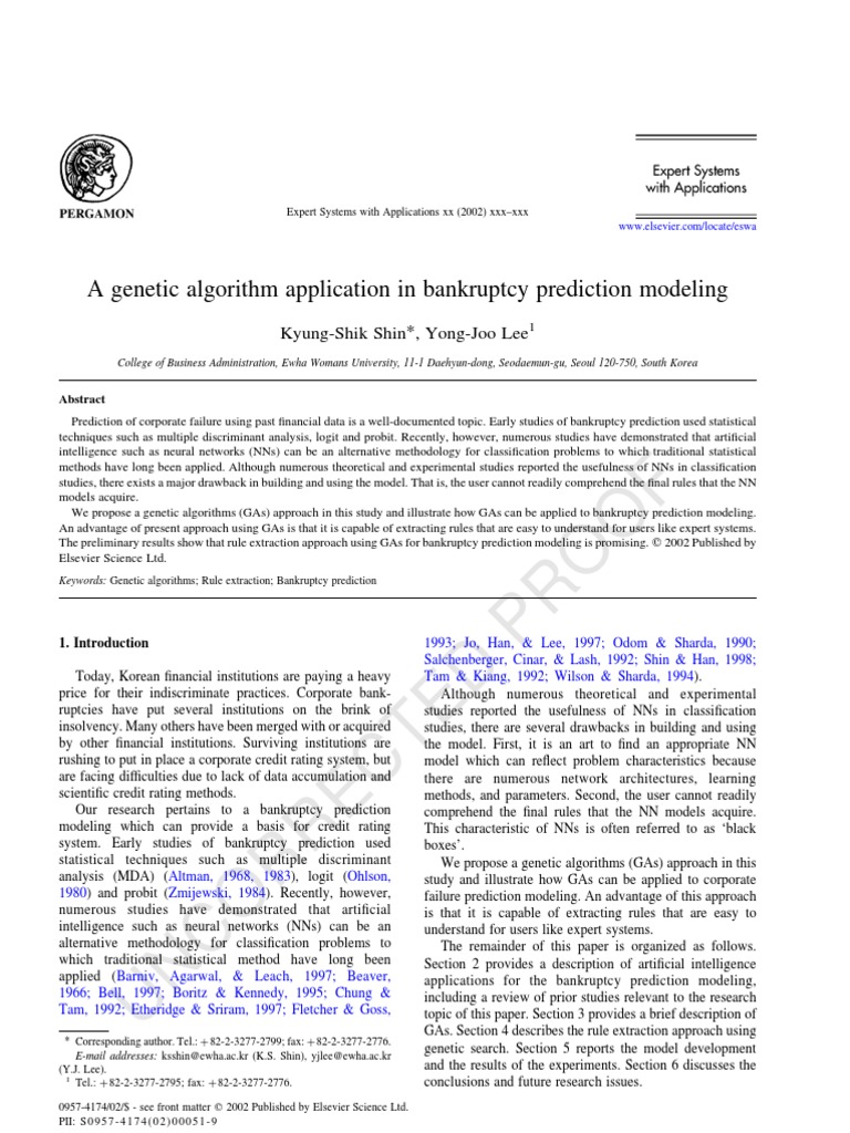 Genetic Algorithms for Bankruptcy Prediction | PDF | Test Set ...