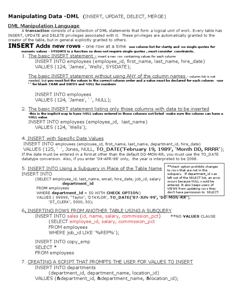 DML - Insert StudentNotes | PDF | Sql | Salary