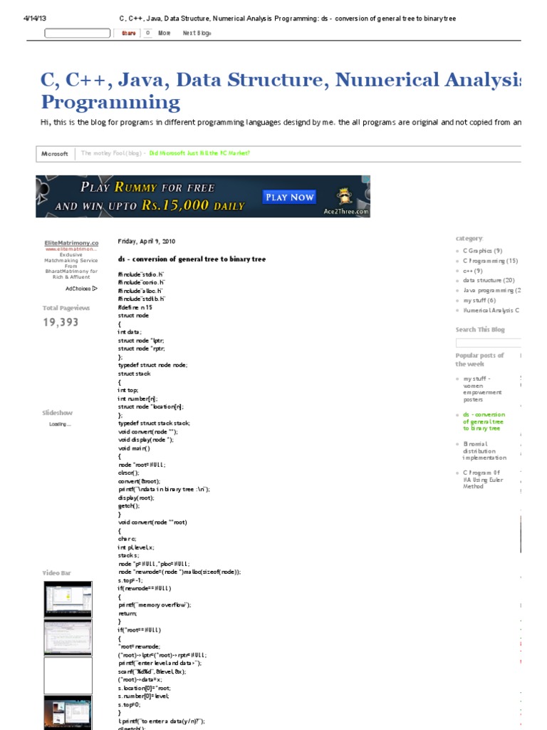 C, C++, Java, Data Structure, Numerical Analysis Programming - Ds ...