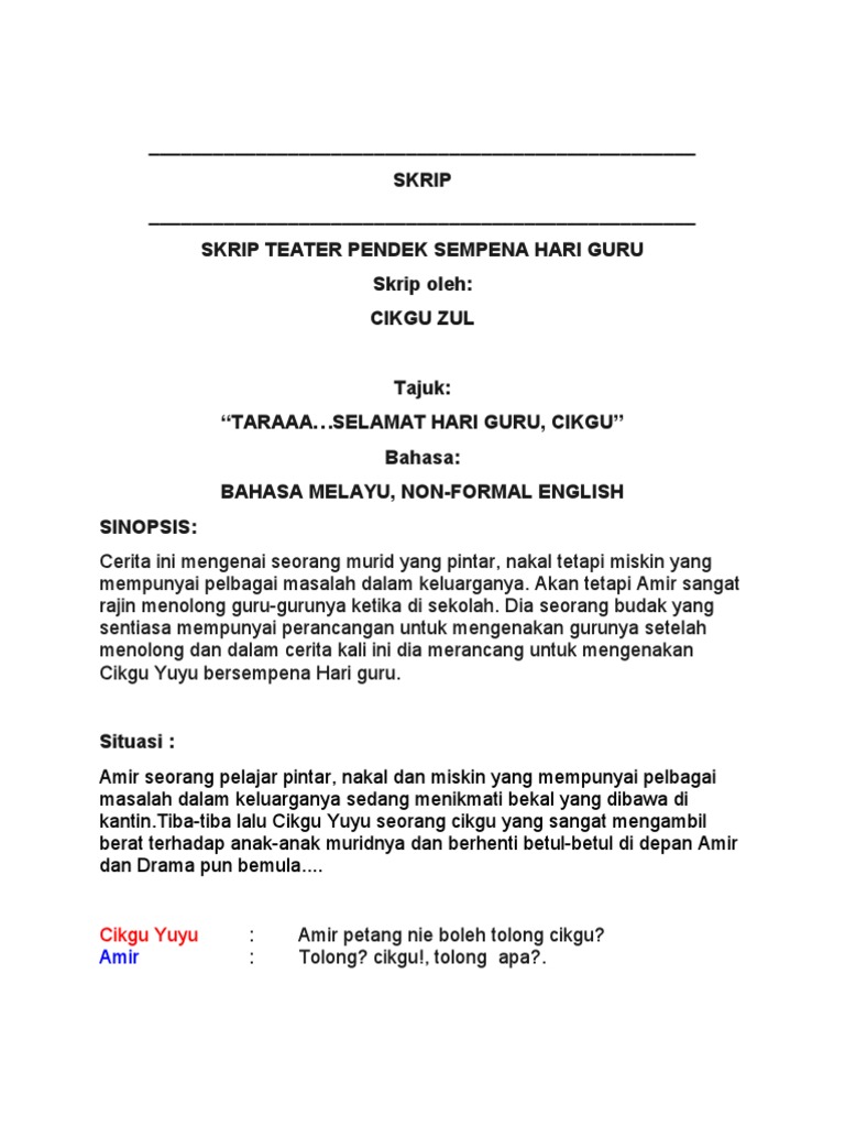 Skrip Teater Hari Guru | PDF