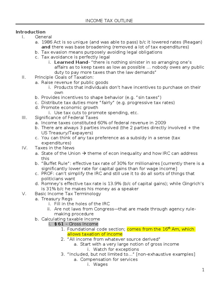 Income Tax Outline | Download Free PDF | Tax Deduction | Taxes