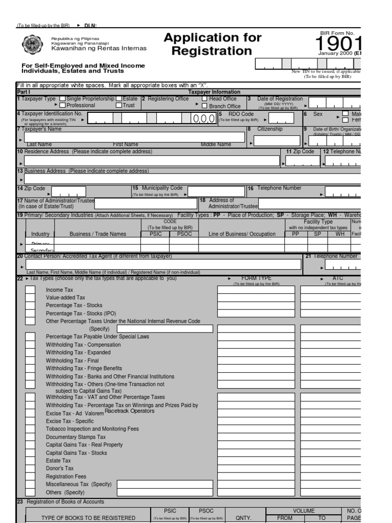 Bir Form 1901 Blank | PDF | Capital Gains Tax | Taxes