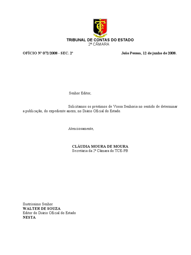 OFÍCIO - 072 - 15 Dias-Extrato PDF | PDF | Governo