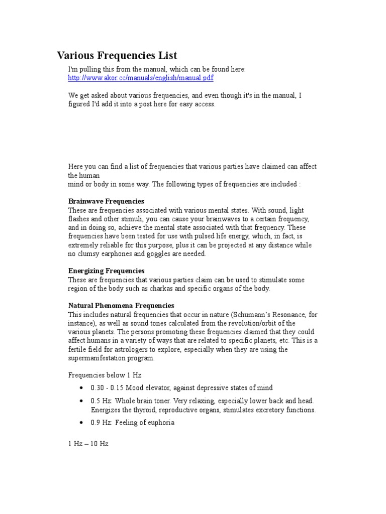 The Frequency List: A Comprehensive Guide to Frequencies and Their ...