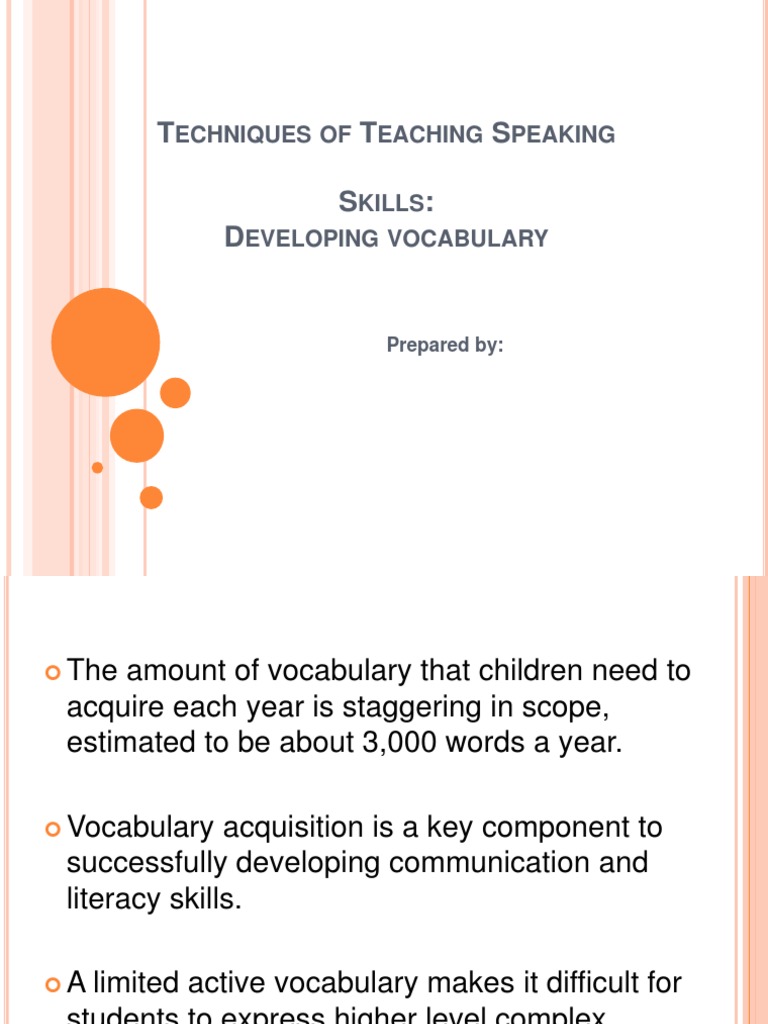 Speaking Skill Developing Vocabulary Group 3 | PDF | Vocabulary ...