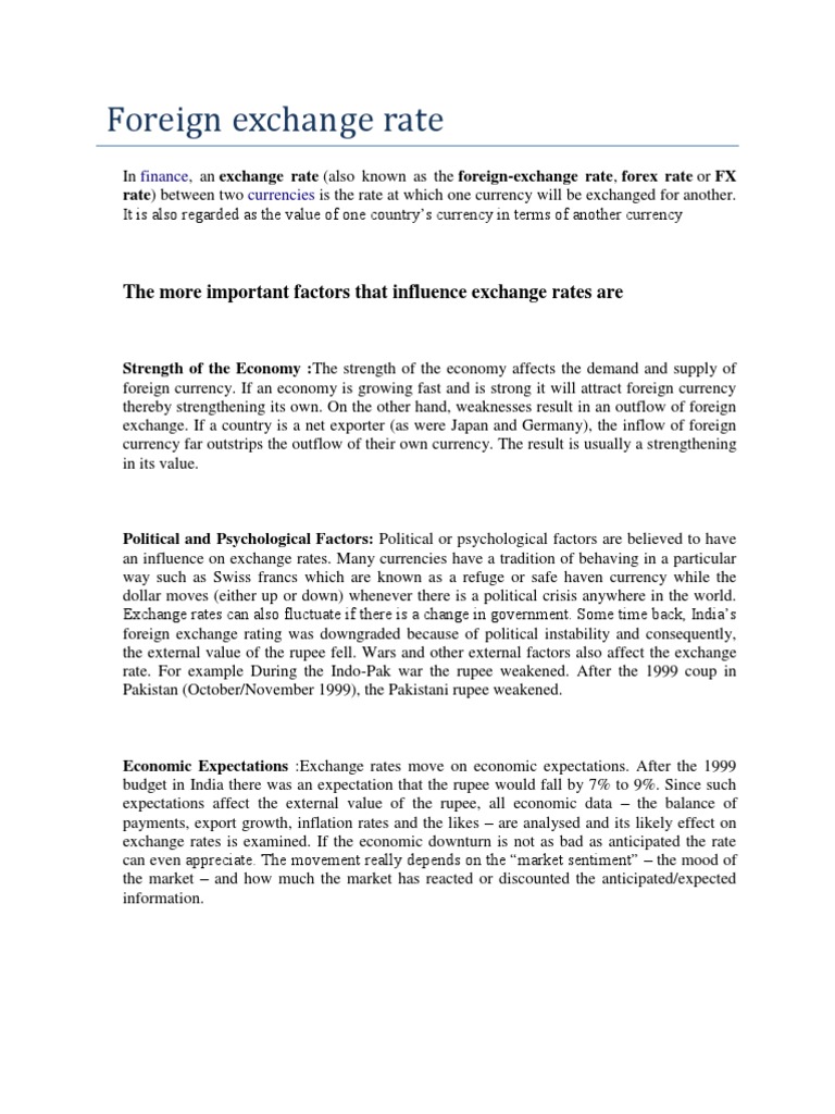 Foreign Exchange Rate | PDF | Exchange Rate | Foreign Exchange Market