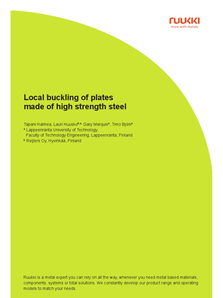 Ruukki Technical Article Local Buckling of Plates Made of High Strength ...
