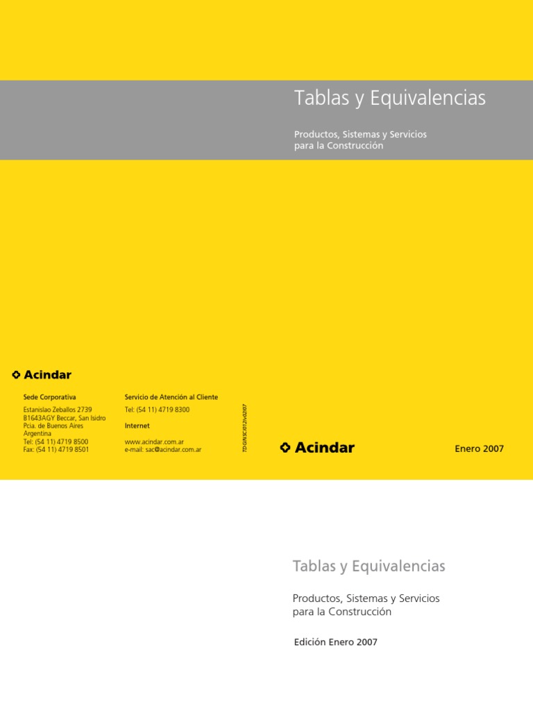 Tablas y Equivalencias de Aceros (Acindar) | PDF | Hormigón pretensado ...