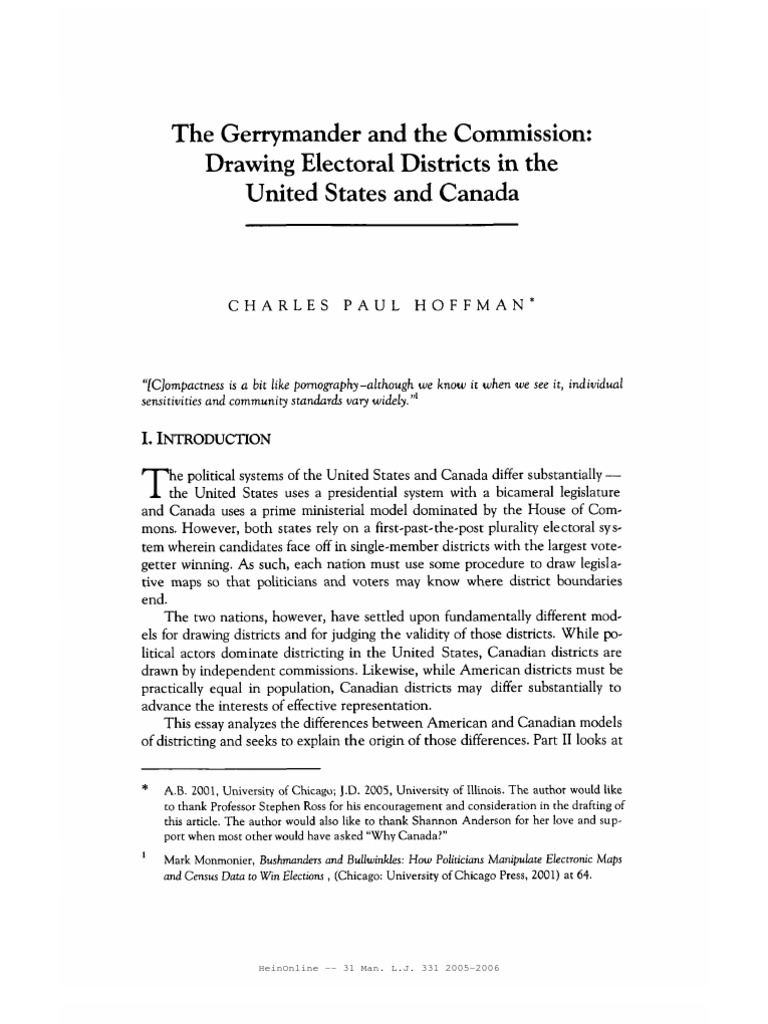 Charles Paul Hoffman, The Gerrymander and The Commission Drawing ...