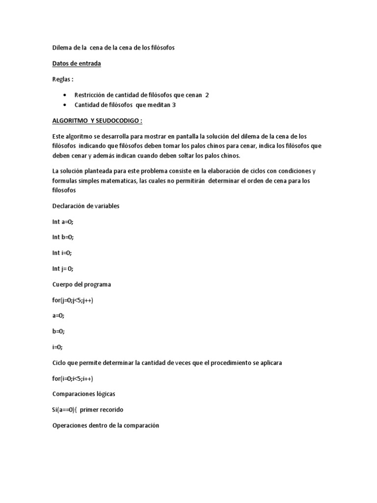 Dilema Filosofos | PDF | Algoritmos | Áreas de informática