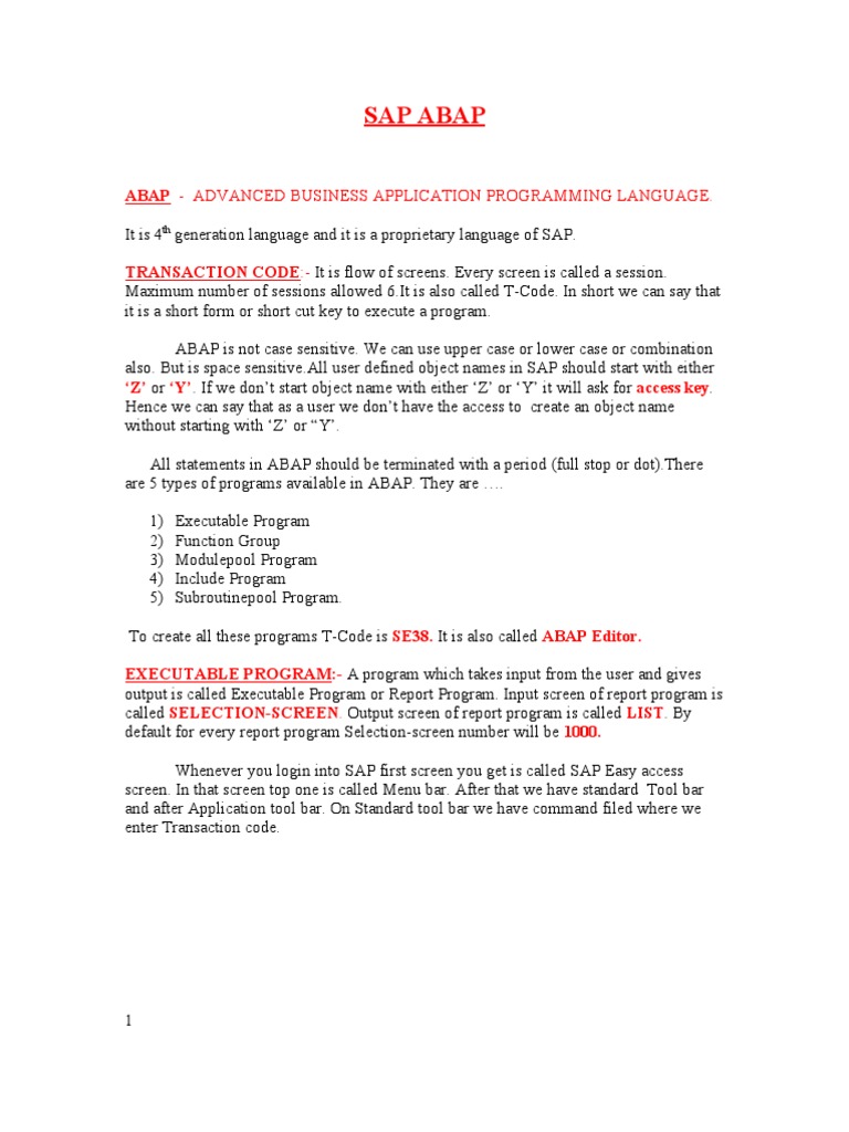 ABAP Good Material | PDF | Parameter (Computer Programming) | Control Flow