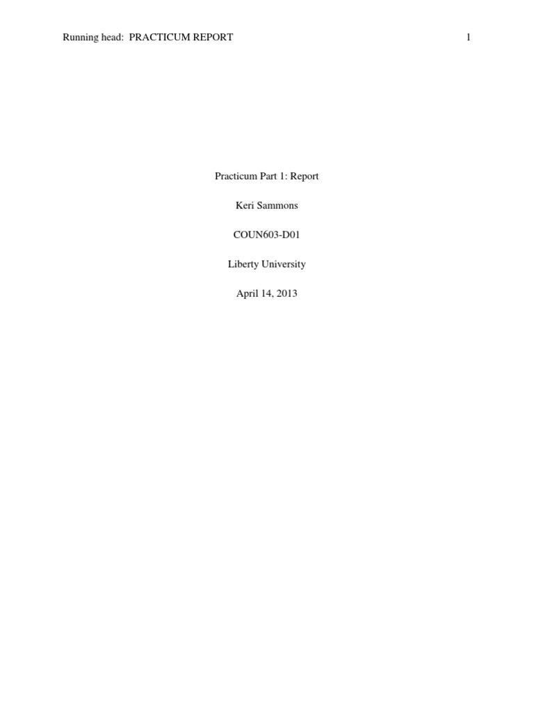 Running Head: PRACTICUM REPORT 1 | PDF | Homework | Marriage