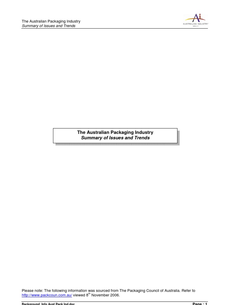 Australian Packaging Industry | PDF | Packaging And Labeling | Recycling