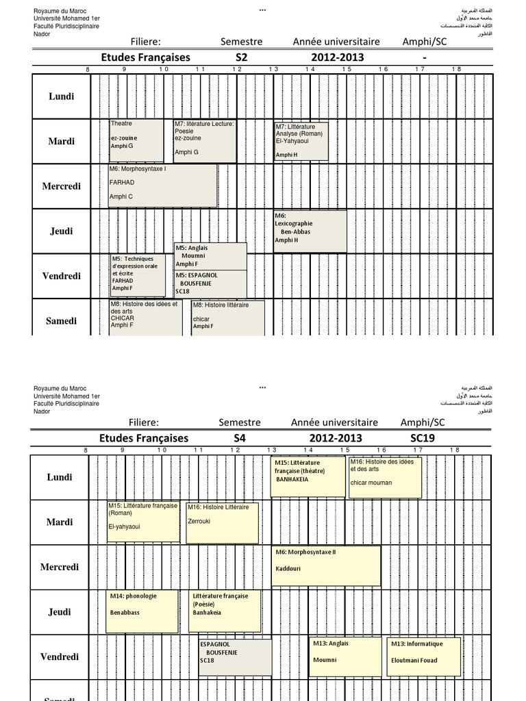 Etudes Françaises S2 2012-2013 - : Filiere: Semestre Année ...