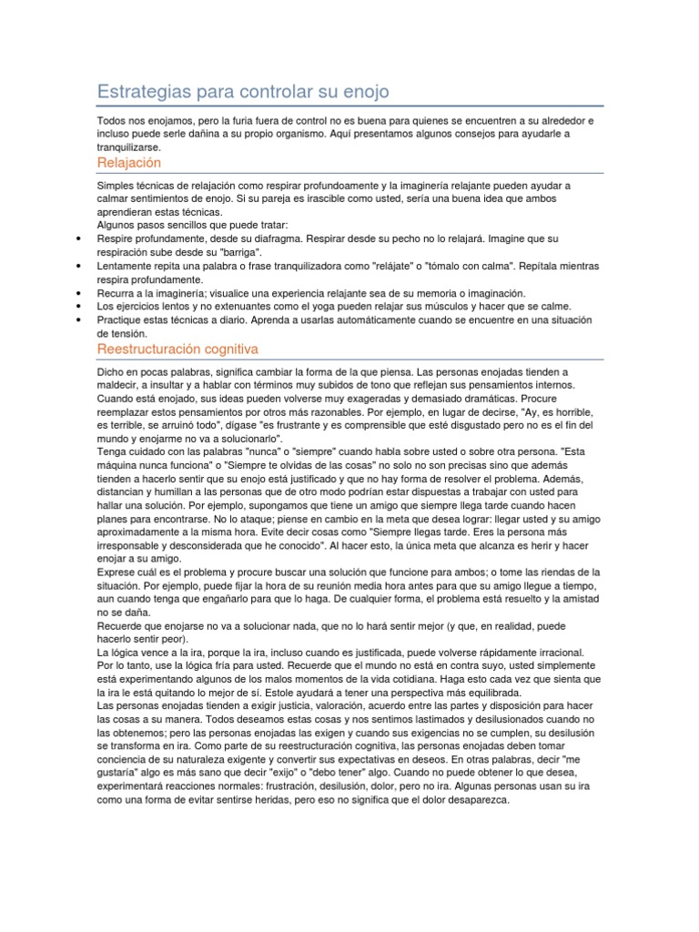 Estrategias para Controlar Su Enojo | PDF | Ira | Humor