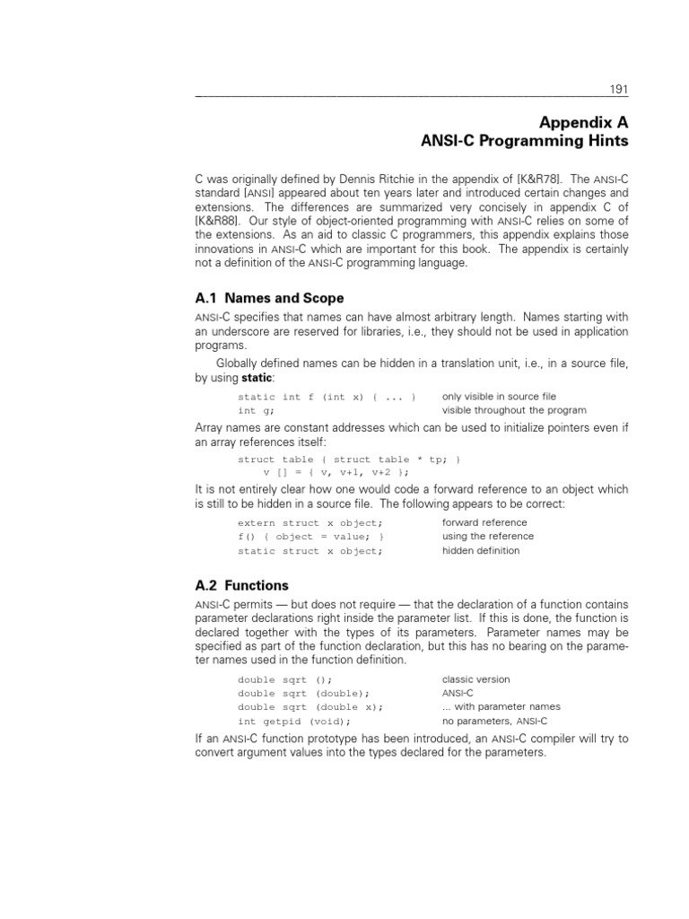 Appendix A - C Programming Hints: A.1 Names and Scope | PDF | Parameter (Computer Programming ...