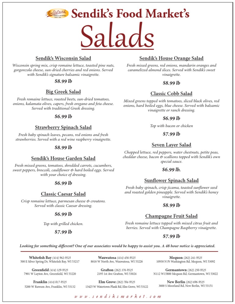 Sendik's Catering Salads | Salad | Cooking