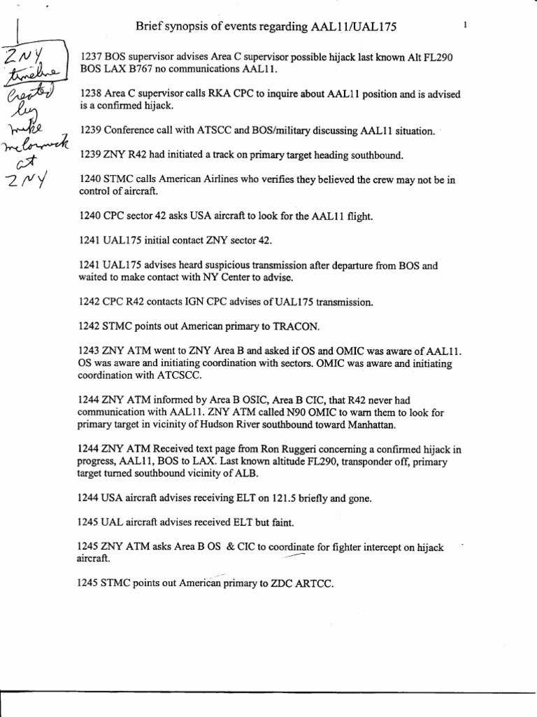 AAL11/UAL175 Hijack Event Summary | PDF | Transport Safety | Aviation ...