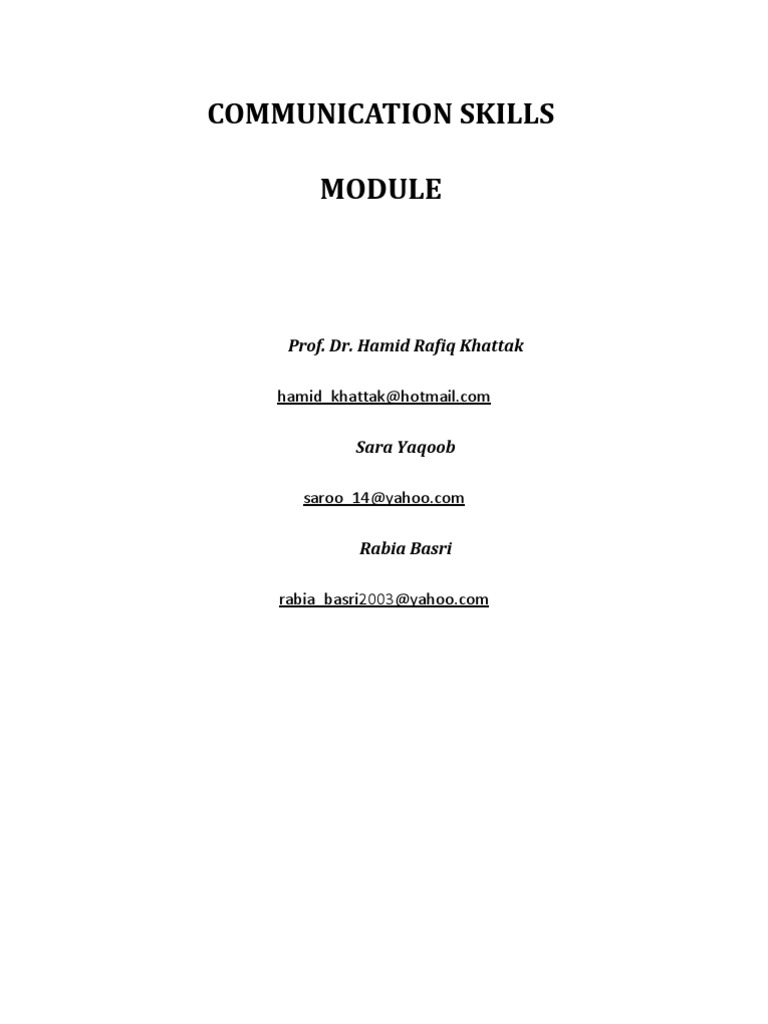 Communication Skills Module | PDF | Code | Communication