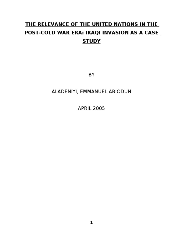 The Relevance of The United Nations | PDF | United Nations ...