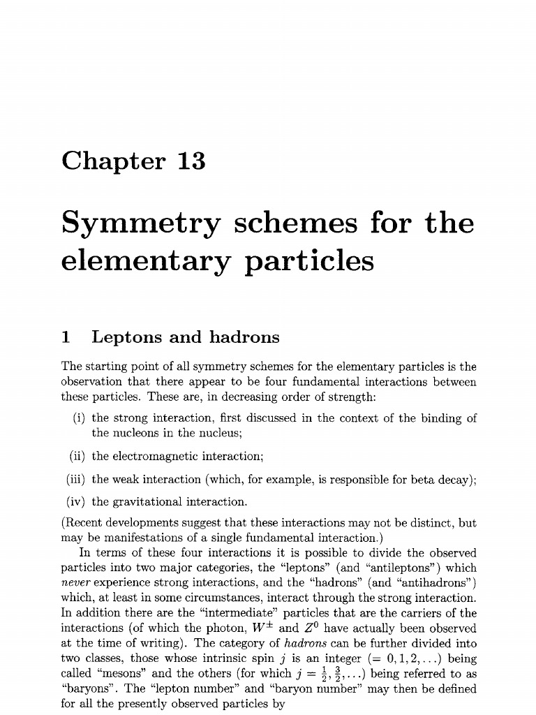 Symmetry Schemes For The Elementary Particles | PDF | Quark ...