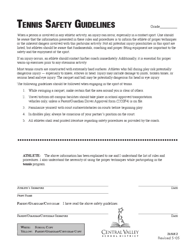 Tennis Safety Guidelines | PDF