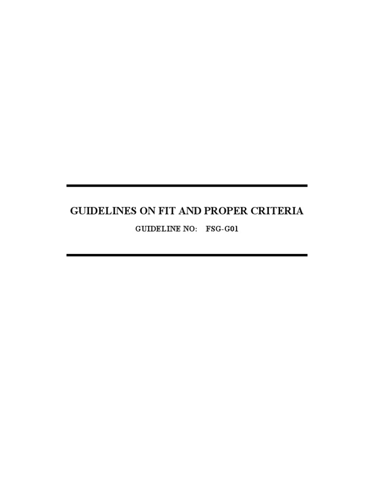 MAS Guidelines Fit Proper Criteria - FSG-01 - Sept - 07 | PDF ...