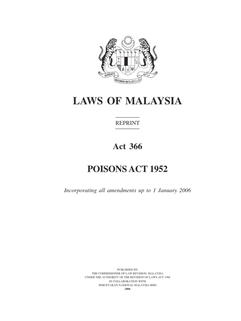 Act 366 Poison Act 1952 | PDF | Medical Prescription | License