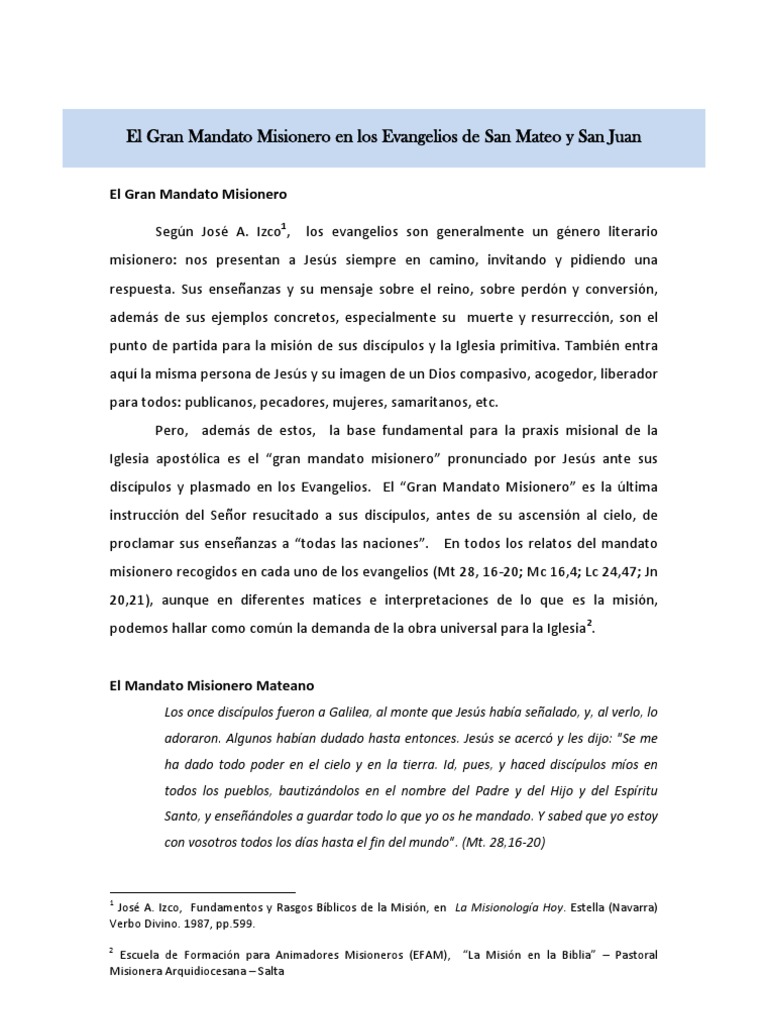 Gran Mandato Misionero en los Evangelios | PDF | La resurrección de ...