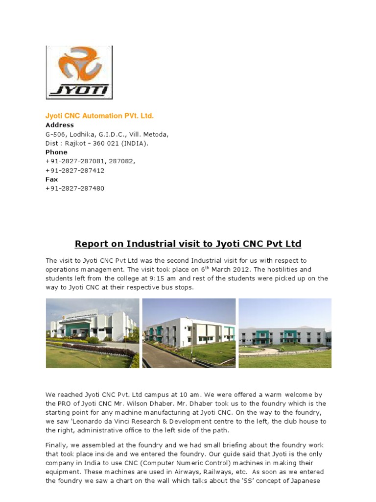 Jyoti CNC-Industry Report | PDF | Sheet Metal | Paint