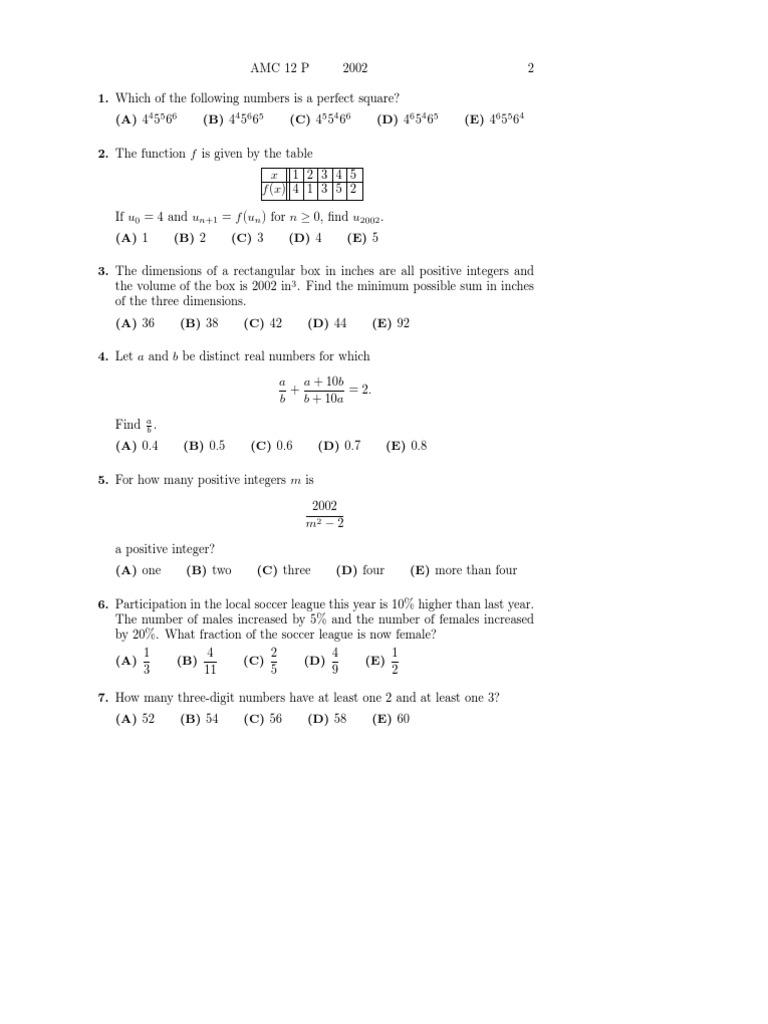 Amc 12 Practice Exam | PDF