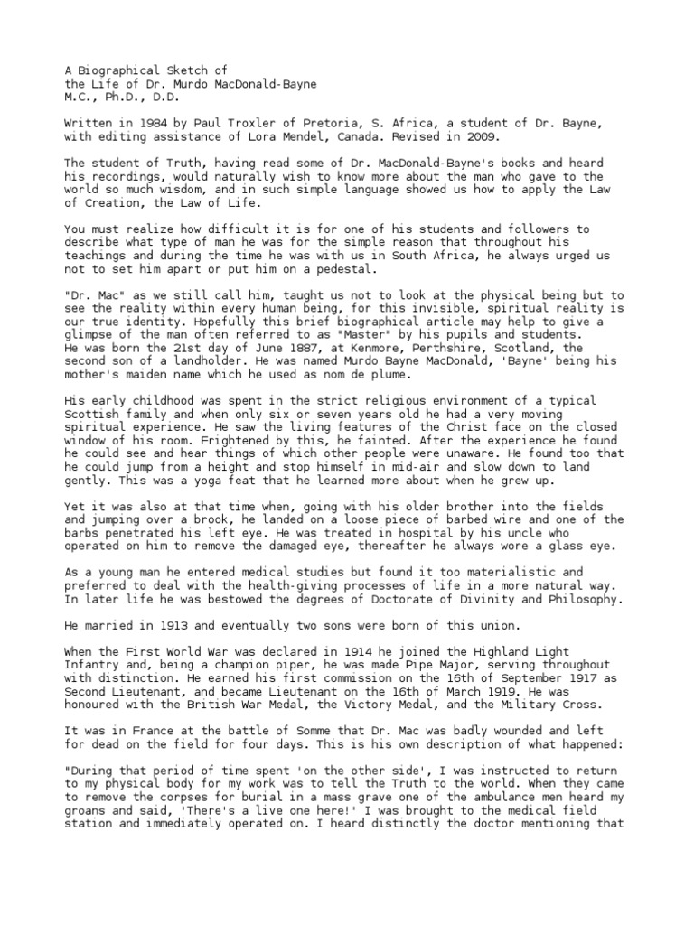 Biography of Murdo MacDonald-Bayne | PDF | Faith Healing | Prayer