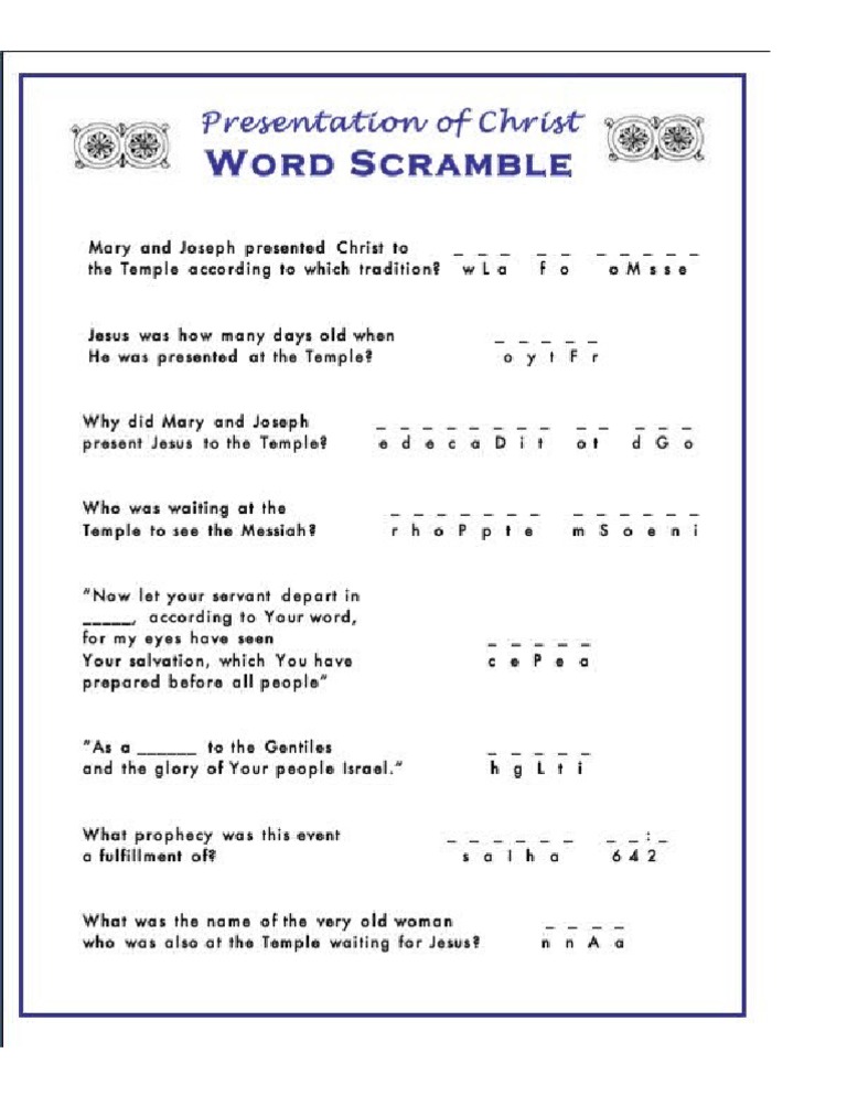 Orthodox Christian Presentation Word Scramble | PDF | Western ...
