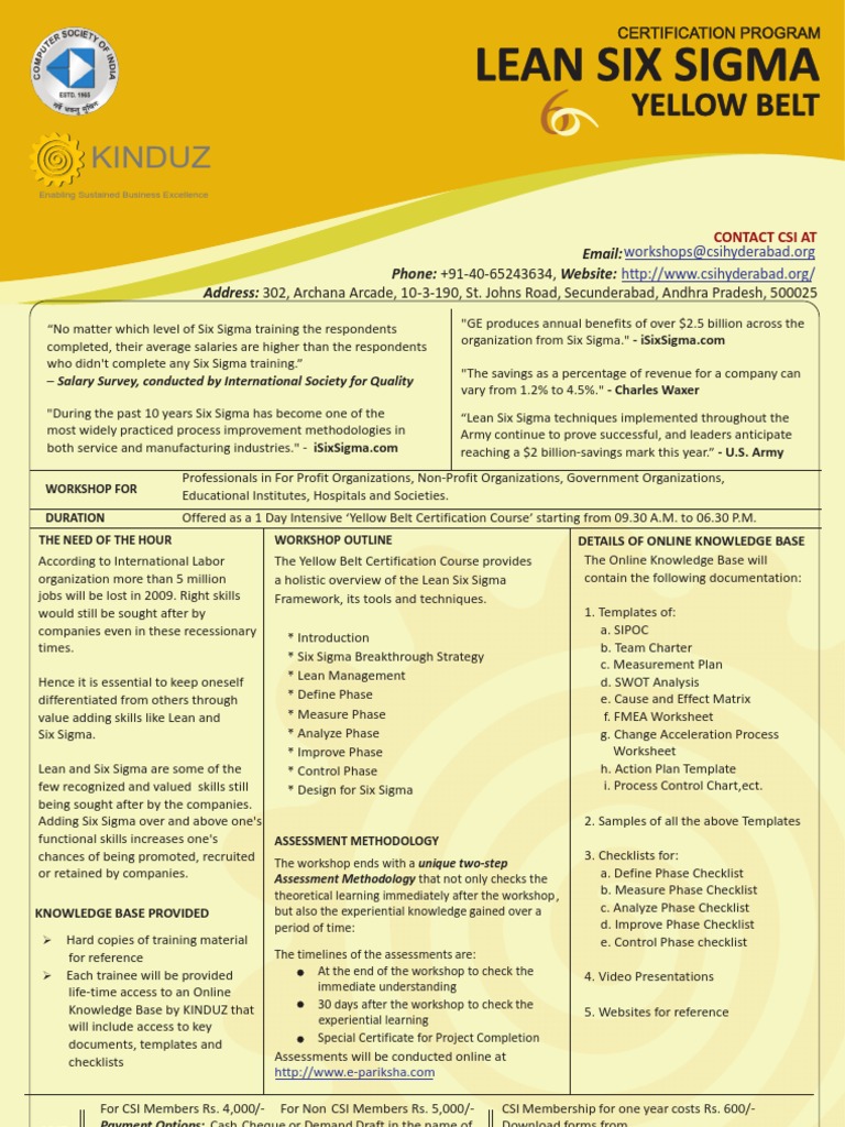Kinduz Lean Six Sigma Yellow Belt | PDF | Six Sigma | Design For Six Sigma